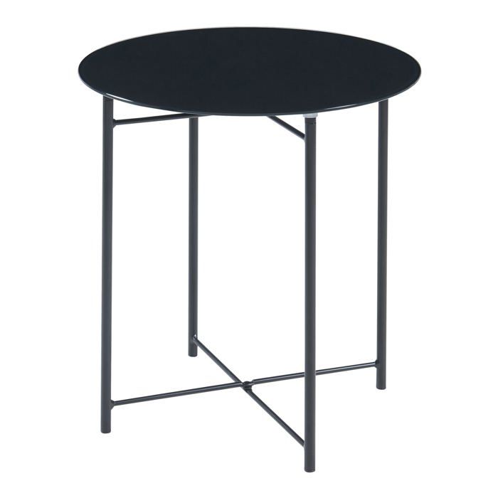 Table d'appoint - HELLOSHOP26 - Verre trempé - Acier - Noir - 45 x 42 ...
