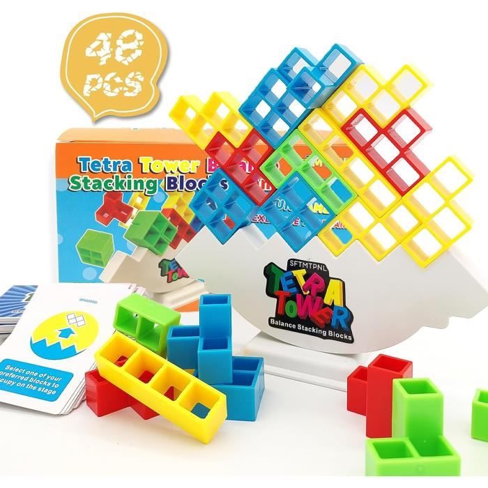48 Pcs Tetra Tower Game Balance Stacking Block Party Game Tetratower ...