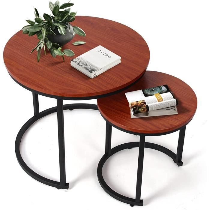 WEYE-Table Basse Ronde,Ensemble de 2 Tables Basses Salon,Table Basse en ...