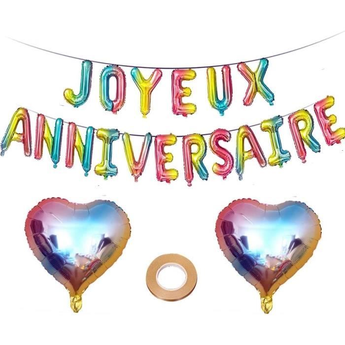 Ballon Joyeux Anniversaire Multicolore - Happy Birthday Ballons Lettre Aluminium Banderole ...
