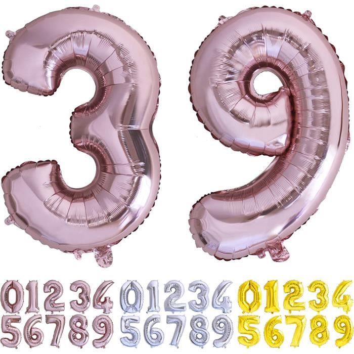 Ballon Numéro 39 Ou 93 Or Rose. Ballons Géants Chiffres 3 9 Foil ...