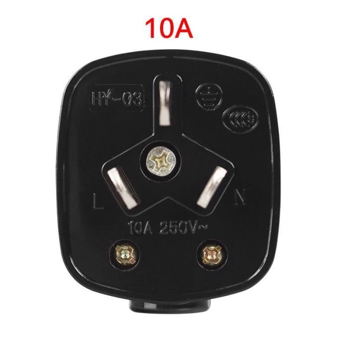 Prise électrique,Fiche d'alimentation à 3 broches, noir, standard australien, 16A-10A 250V, AU ...