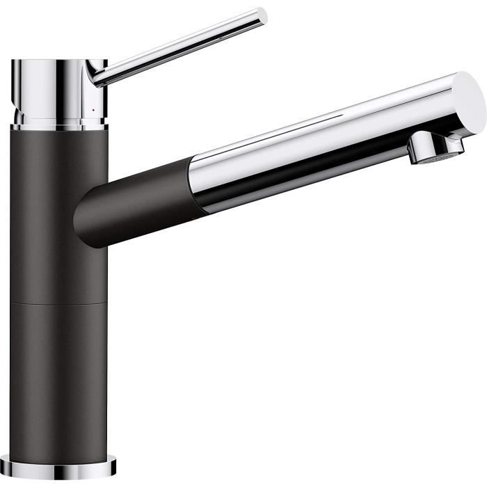Blanco 526161 Alta-S Compact Robinet de Cuisine, Silgranit Noir/Chrome ...
