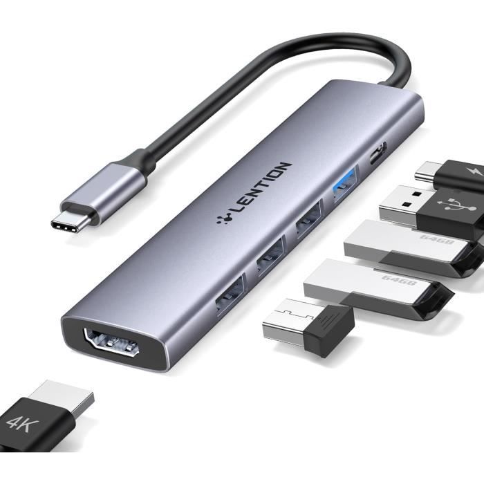 Hub Usb C Multiport Adaptateur Avec Charge Pd 100W, 4K Hdmi, 4 Ports De ...
