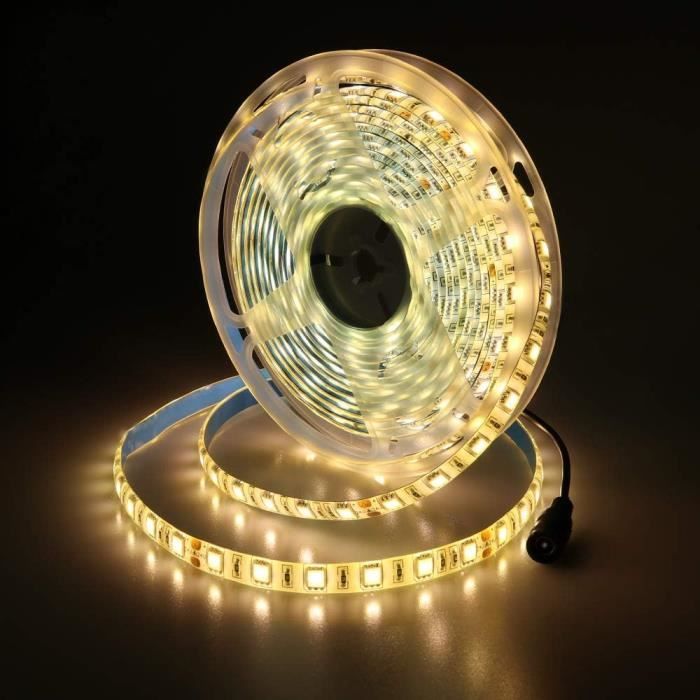 24v Ruban À Led Blanc Chaud 3000 3500k 5 Mètres Flexible 300 Leds 5050