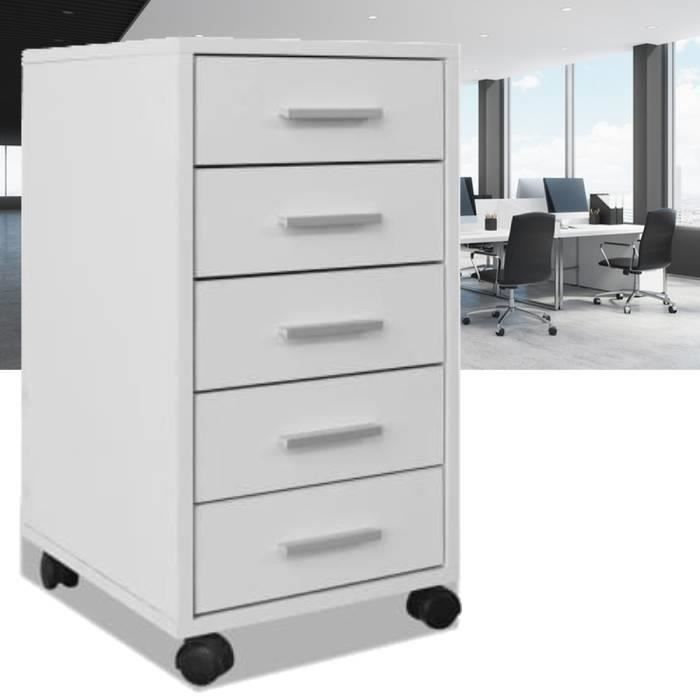 LesSaisons© Caisson à tiroir de bureau modern avec 4 roulettes et 5 ...