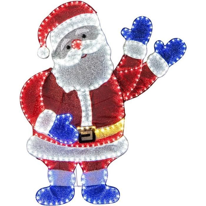 GOPLUS Décoration de Noël Lumineux, Forme de Père Noël 125 cm avec Bras ...