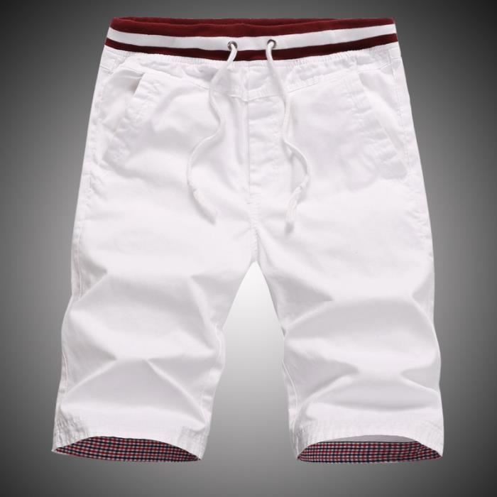 Vêtement homme,Short homme en coton pour l'été ... blanc - Cdiscount ...