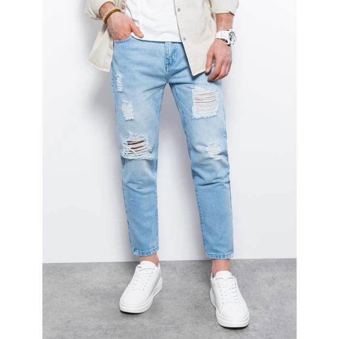 Pantalon long en jean - Ombre - Homme - Bleu clair - Slim - Taille ...