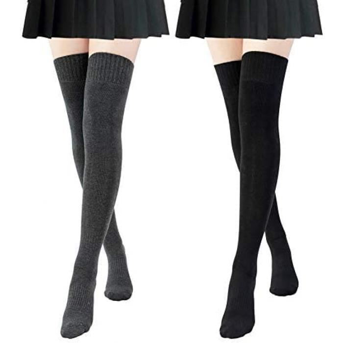 2 Paires de Chaussettes Hautes Montantes en Coton pour Femmes ...