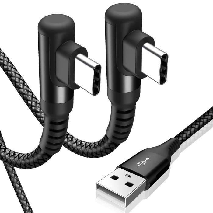 Câble Usb C Coudé 90 Degrés [2M Lot De 2] Charge Rapide Câble Chargeur ...