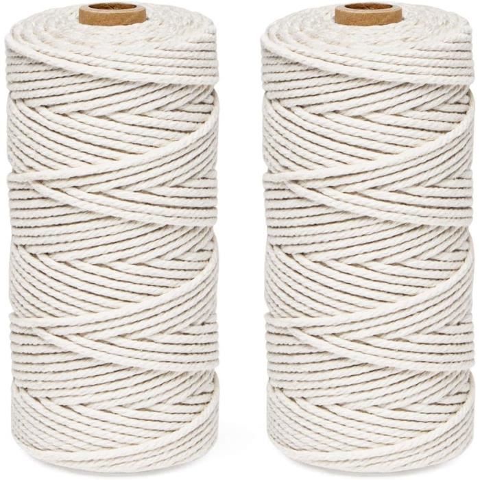 Kit Corde Macramé 3mm x 200m Fil de Coton Beige, 100% Coton Fil Macramé ...
