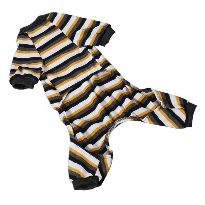Pyjama pour chien 4 pattes souple et élastique chaud anti-lécher Stripe ...