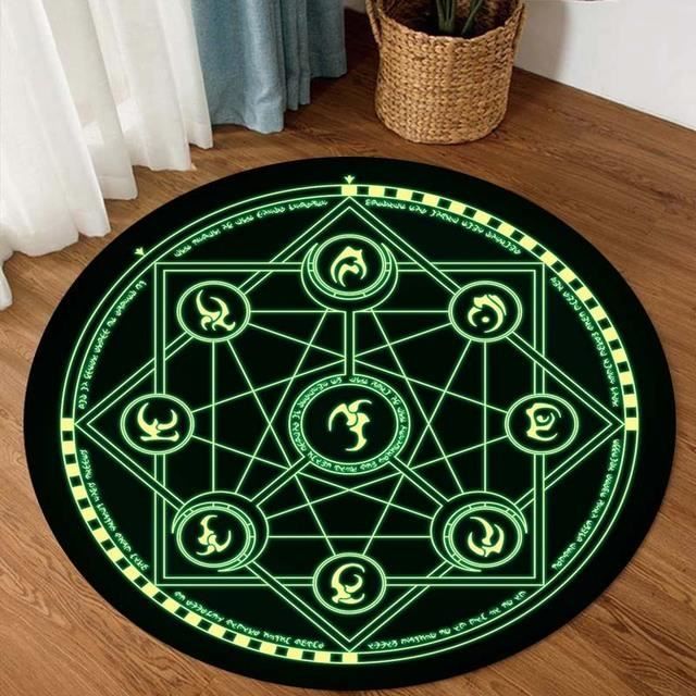 TAPIS,6-120cm x120cm--Symbole occulte Tapis Rond Personnalisé Tapis ...