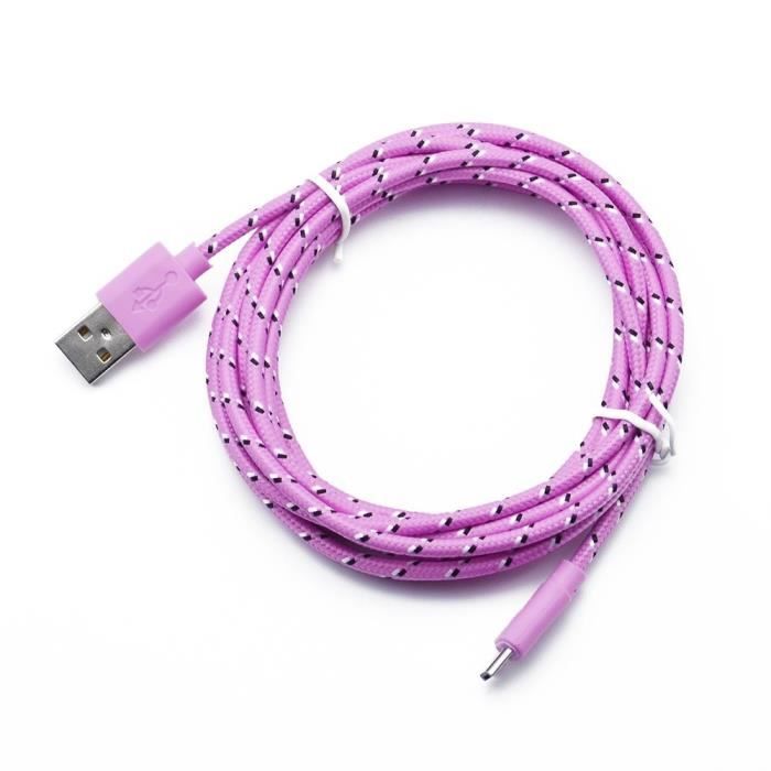 Pink Type C-For Type C 3m -Câble USB type C en nylon,de chargement USB ...