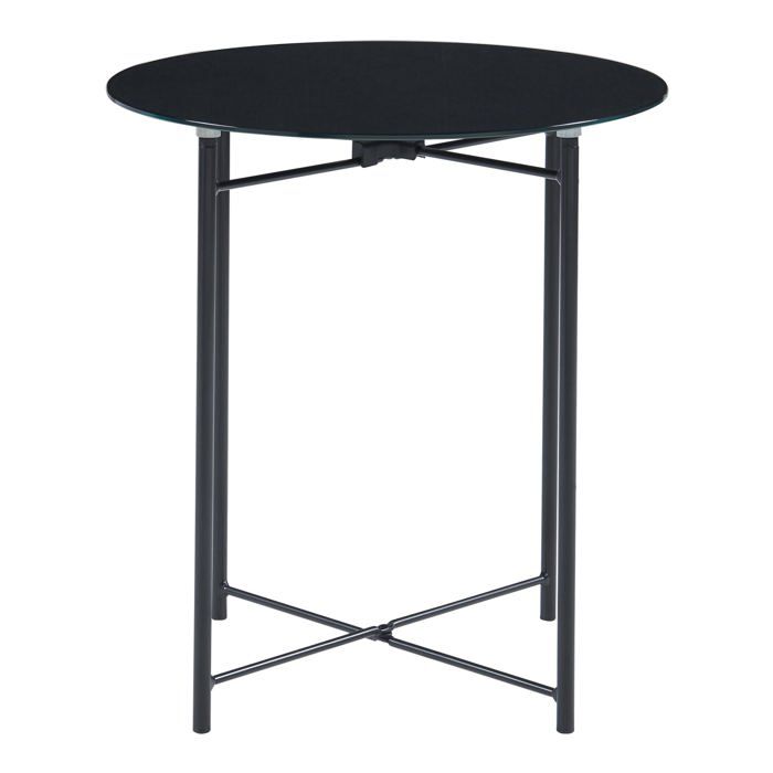 Table d'appoint - HELLOSHOP26 - Verre trempé - Acier - Noir - 45 x 42 ...