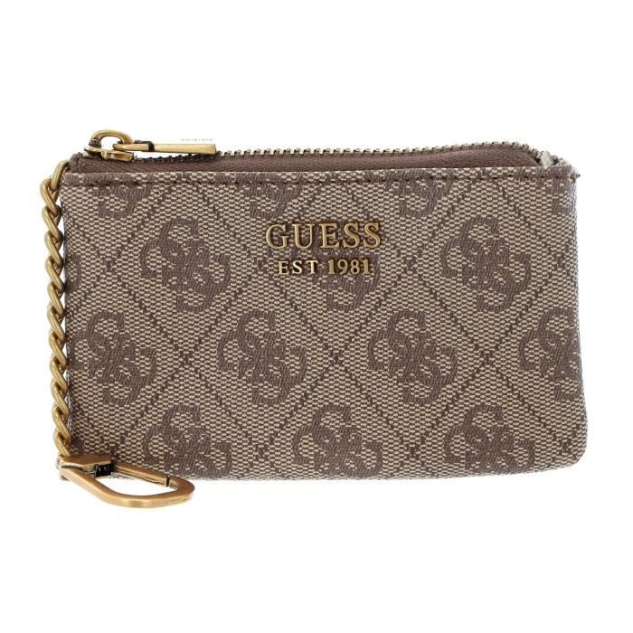 GUESS Izzy SLG Small Zip Pouch Latte Logo / Lavender [214396] - cas clé ...