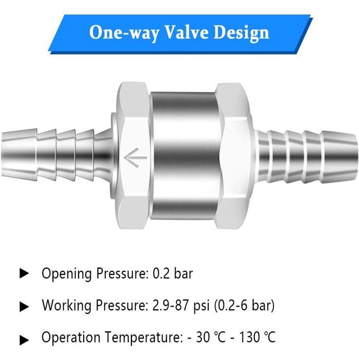 Clapet Anti-Retour 2 Pièces 8mm Valve de Carburant en Alliage d ...