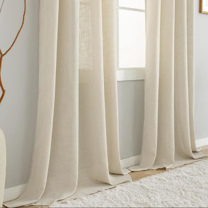 2 Rideaux En Lin Avec Œillets, Structure Naturelle En Lin, Pour Salon ...