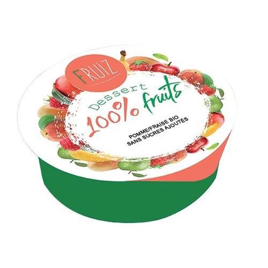 Dessert de fruits pomme-fraise BIO sans sucres ajoutés 100grs (Bte ...