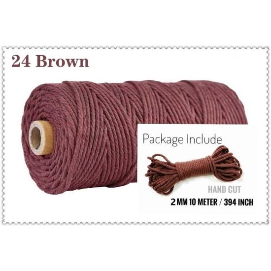 Fil à broder - 24 Brown - Coton et fil de fer doux - 2mm - 10 mètres ...