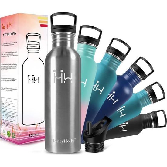 Gourde Inox, 500-750-1000Ml, Bouteille D'Eau Acier Inoxydable, Gourde ...