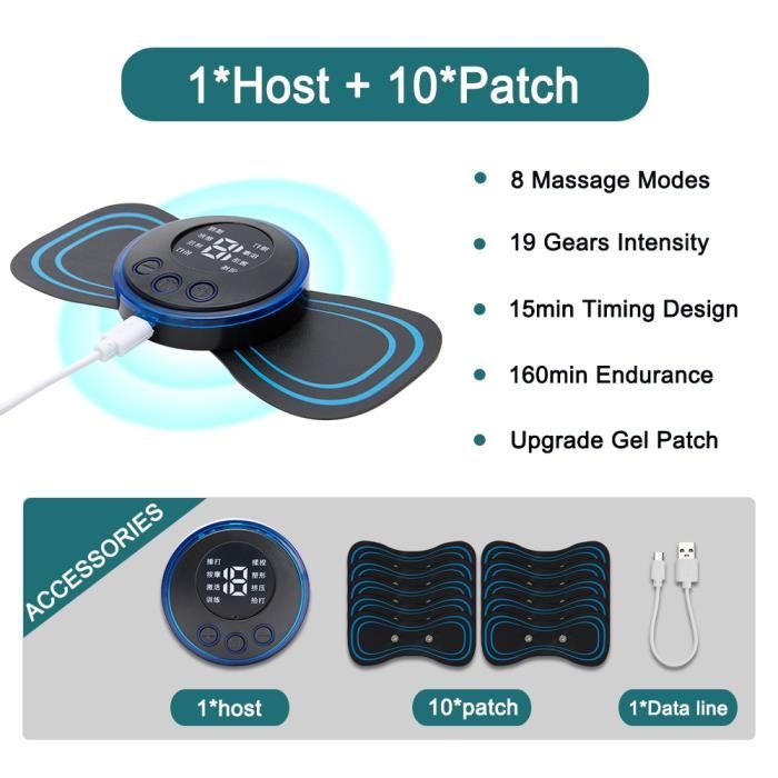 1Hôte 10Patch-Masseur Électrique Ems Pour Le Cou Et Le Dos, Mini Appareil Pour Soulager Les ...