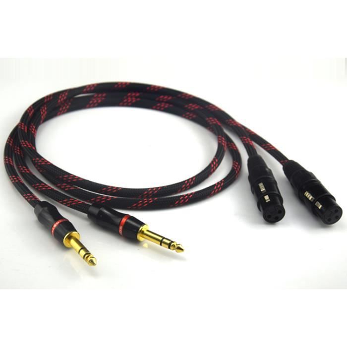 Rouge - 1m - câble Audio HIFI 6.35mm vers double XLR femelle, 1 paire ...