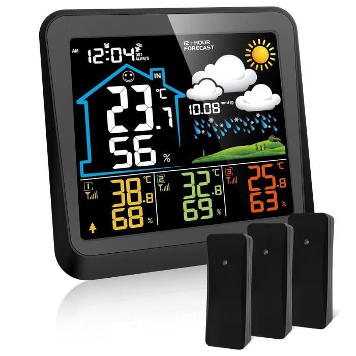 Station Météo Sans Fil Avec 3 Capteurs Extérieurs, Station Meteo Interieur Exterieur Sans Fil ...