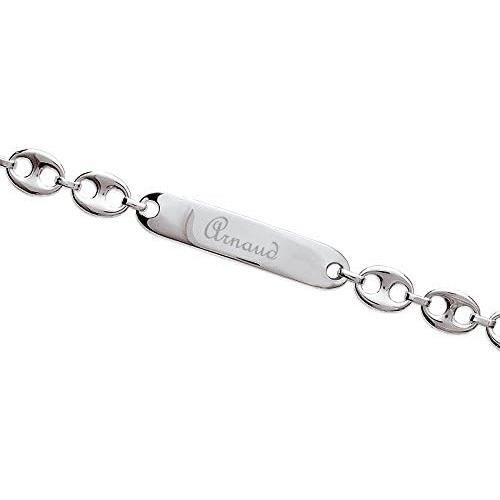 Gourmette Homme Grain de café en Argent personnalisée d'un prénom[563 ...