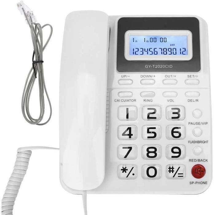 ABS GY-T2020CID Téléphone Filaire Téléphone Fixe pour Les Séniors avec Affichage ID de l ...