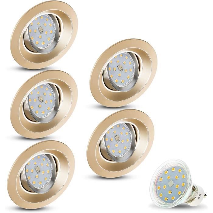 Spot Led Encastrable Orientable Sonya Rond Or Avec 5 X Led 4 W Blanc ...