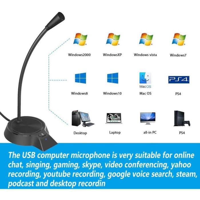 Micros Ordinateur Usb, Microphone PC Usb Microphone Usb pour Ordinateur ...