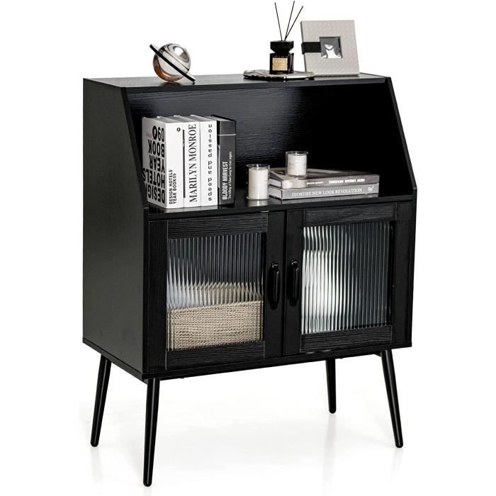 GOPLUS Buffet de Cuisine-Étagère Ouverte 2 Portes en Verre Trempé ...