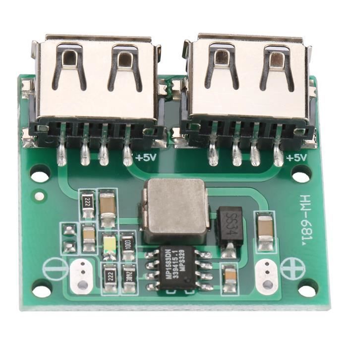 HURRISE Module Buck DC-DC step-down charger module, dual USB output 9V / 12V / 24V to 5V 3A DC ...