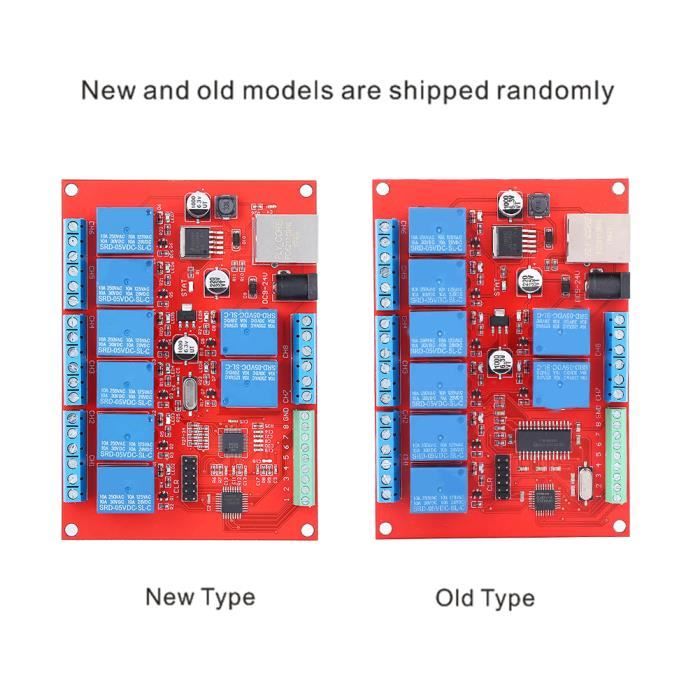 HURRISE Carte relais Ethernet relay card, 8-channel network switch TCP UDP module controller ...