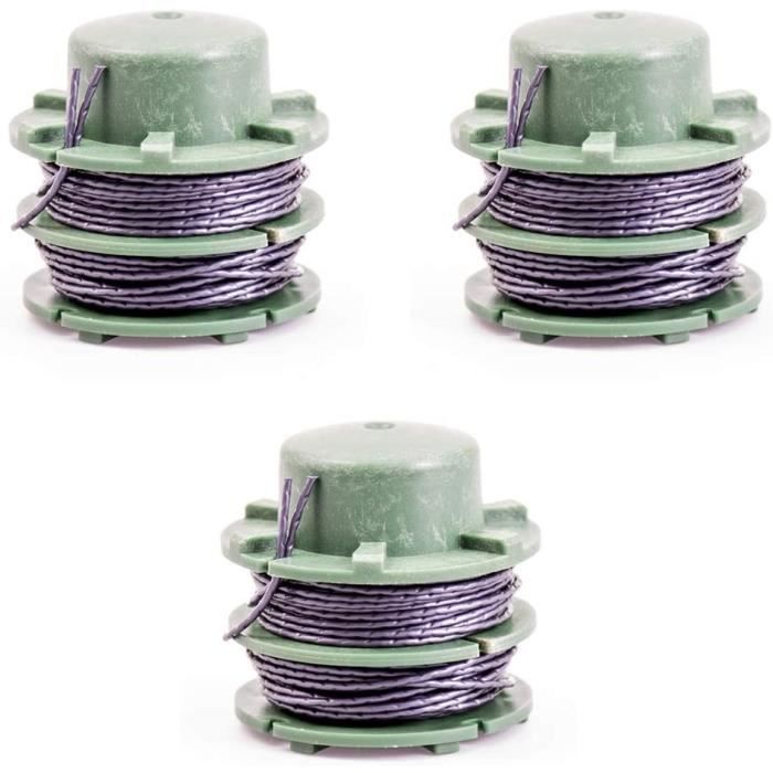 Bobines de rechange IKRA pour coupe-bordures - Lot de 3 - Fil nylon 1,6mm - Semi-automatique Tap ...