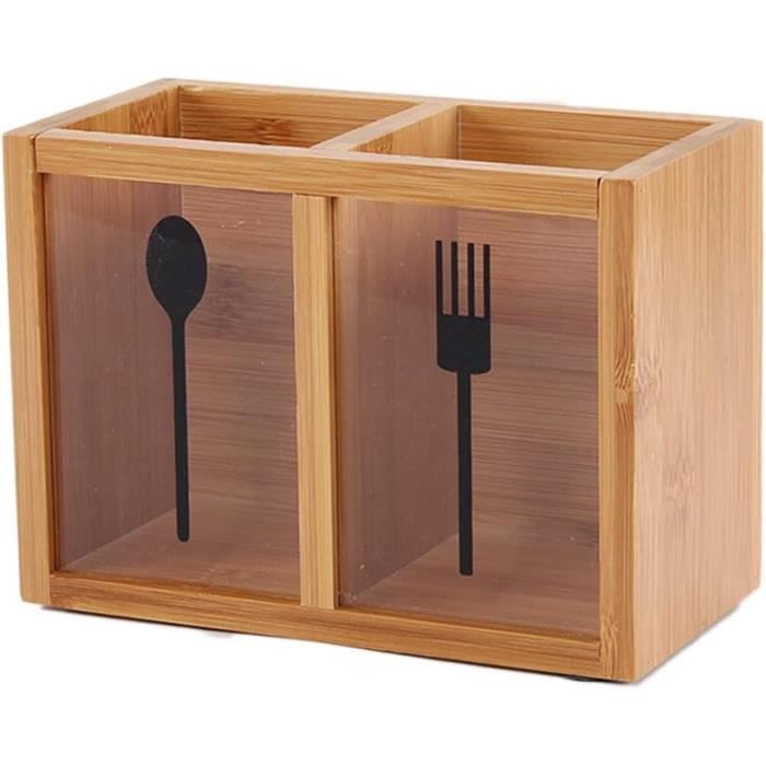 Porte-Couverts En Bois Avec 2Compartiments Pour Ustensiles De Cuisine ...