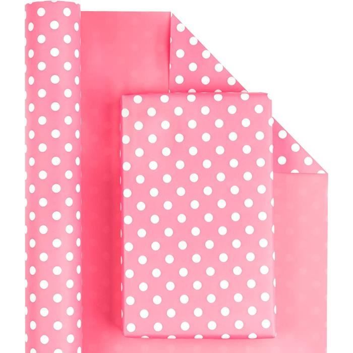RUSPEPA Rouleau De Papier Cadeau Réversible - Motif Rose Et Pois Pour ...