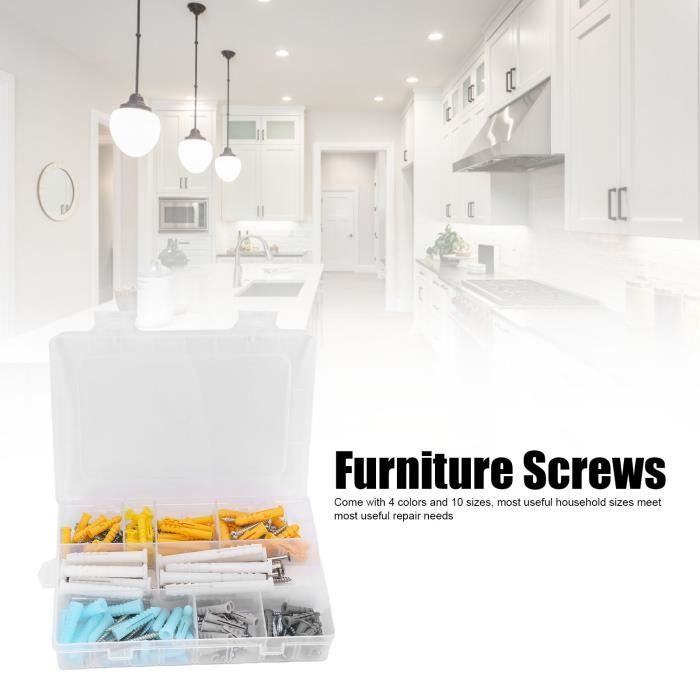 BOY Kit de vis Kit d'assortiment de vis 200 pièces vis autotaraudeuses avec ancrages pour ...