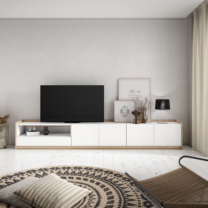 Meuble TV, Banc Télé, Grand espace de Rangement, 310x37x50cm, Pour les ...