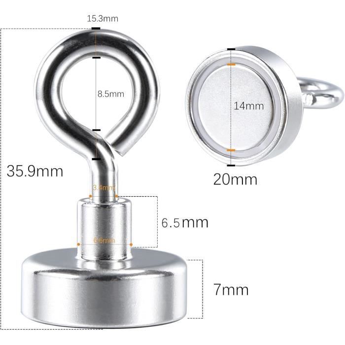 Wukong 16 Pièces Petit Aimant Crochets, 20mm Aimants Puissants Magnet ...