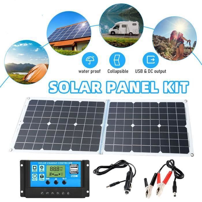 Kit de panneau solaire 100W Panneau Solaire Pliable avec Convertisseur de Tension 1000W pour ...