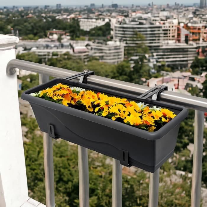 Com-four 2X Support de bac à Fleurs Premium pour parapets et ...