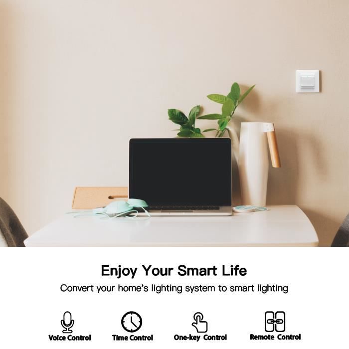 White Wall Socket Ue Plug-Joli Mural Intelligent WiFi avec Bouton ...
