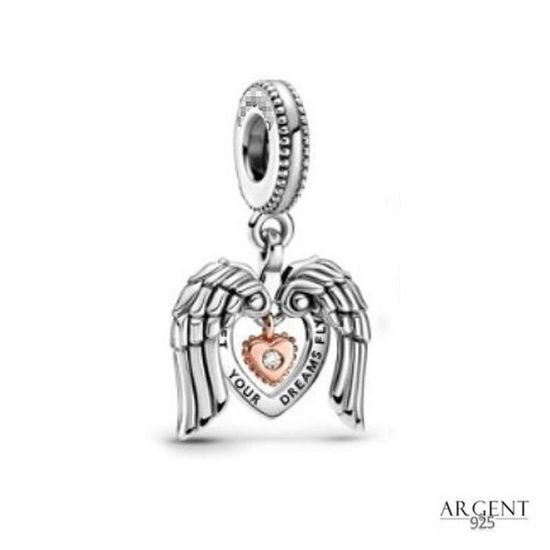 Charme Ailes de rêve - Argent 925 Pendentif Ailes d'amour Breloque ...