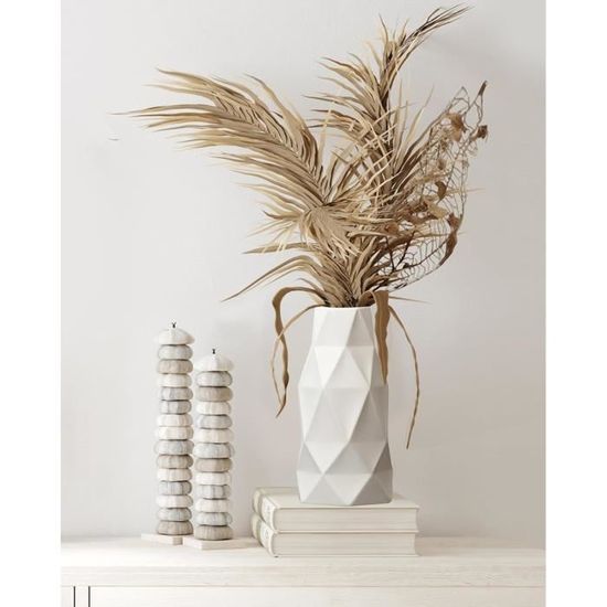 THXIY Vase Decoratif, Losange Géométrique Vase Ceramique, Vase Pampa en ...