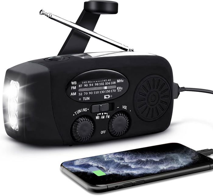 Radio Solaire Portable 2000 mAh Main Manivelle Self Powered AMFMNOAA ...