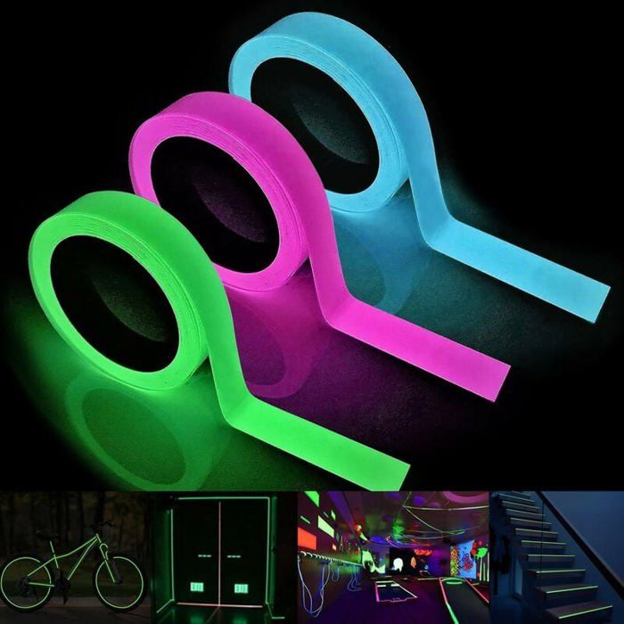Ruban Autocollant Fluorescen, 5M2CM Glow in The Dark Tape, Bande Réfléchissante, pour décorer la ...