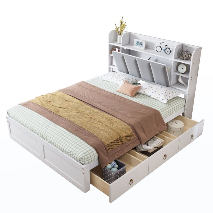 Lit Adulte Double 140x200cm-style Contemporain- tête de lit avec ...